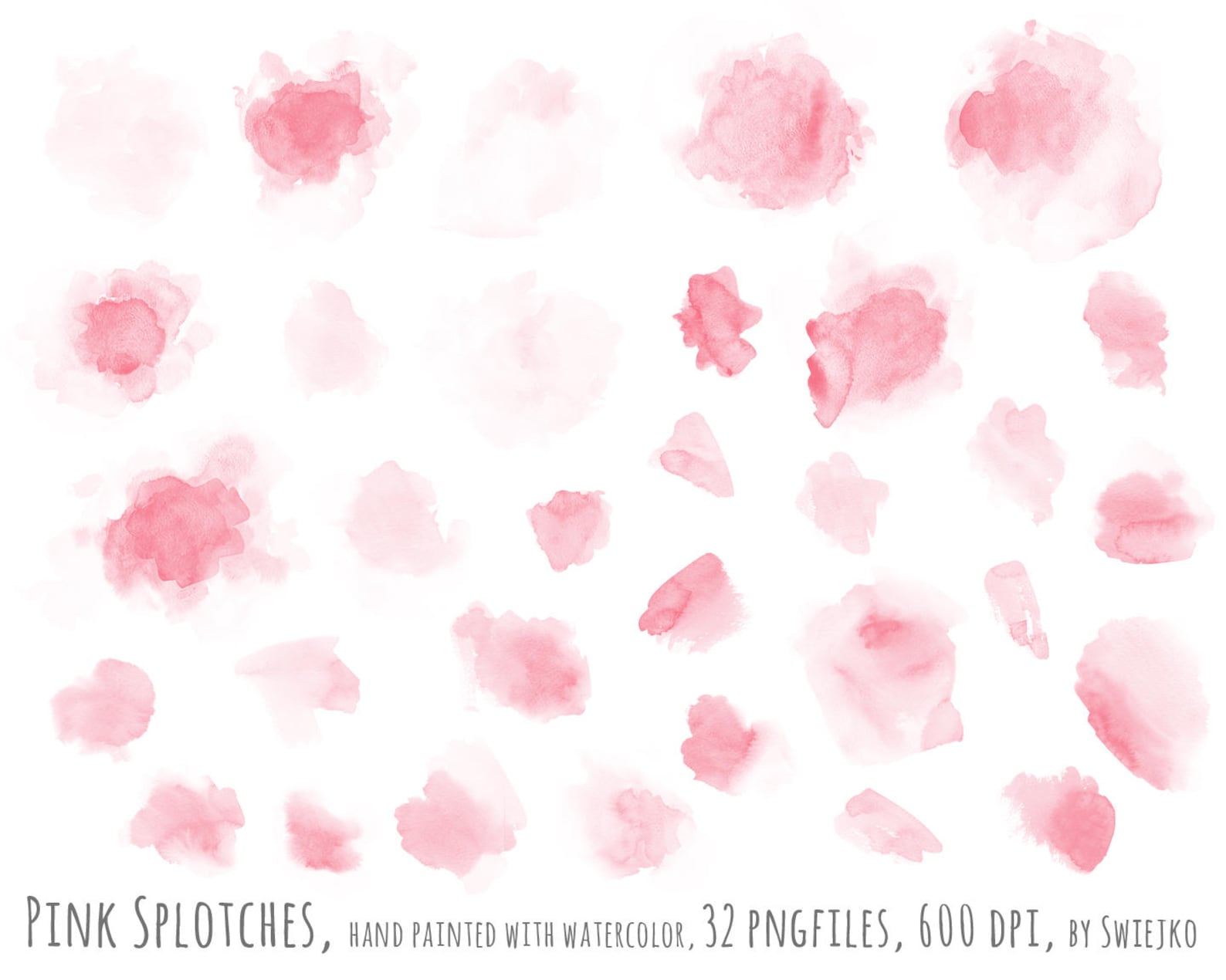 Watercolor Clip Art Hand Painted Splotches Pink Logo - Etsy