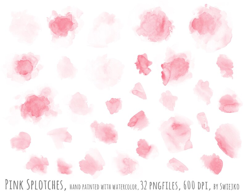 Watercolor Clip Art Hand Painted Splotches Pink Logo - Etsy