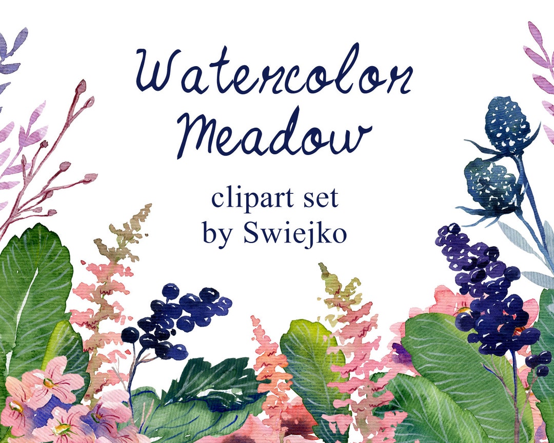 Digital Watercolor Flowers, Hand Painted, Floral Clipart, Cottage ...