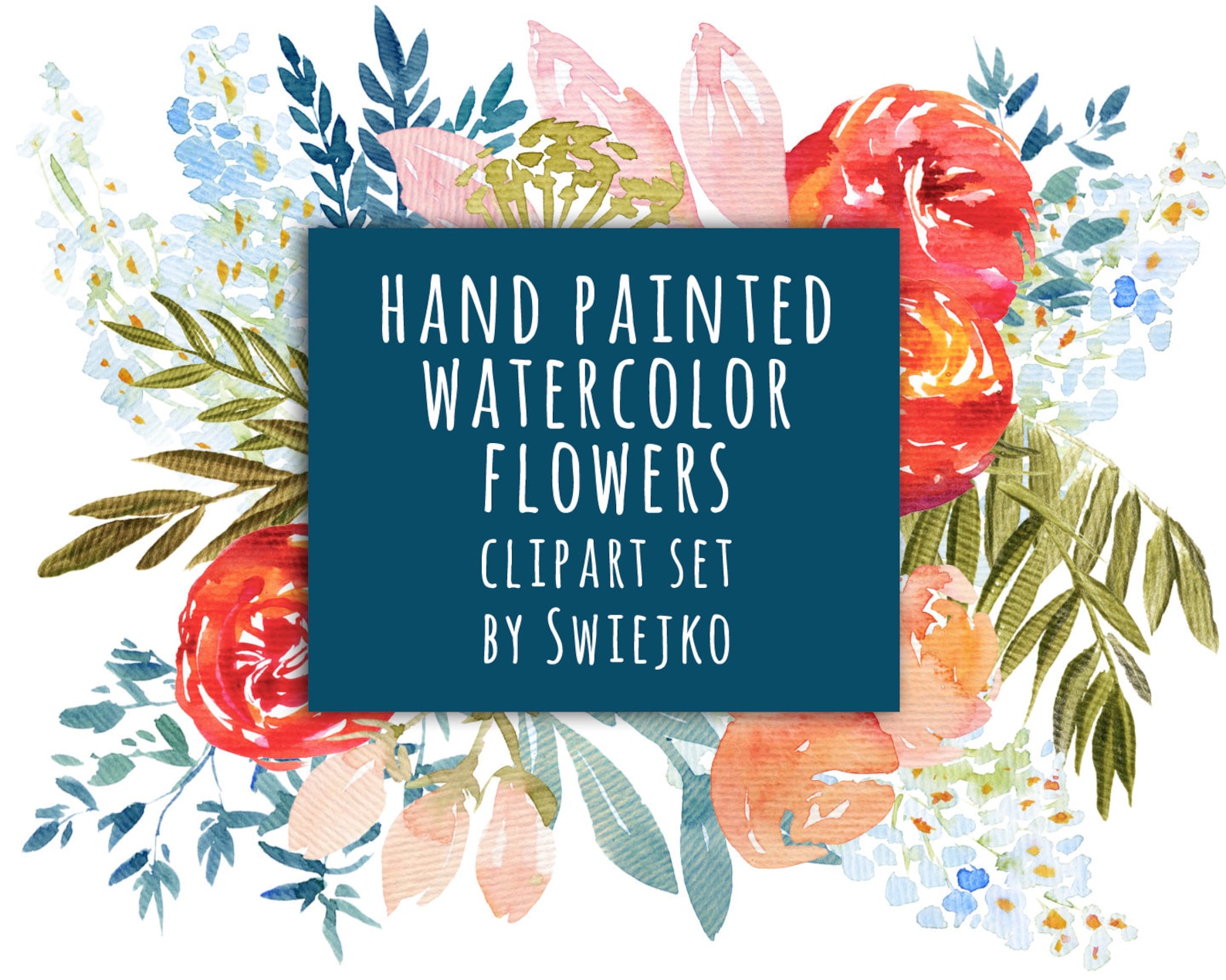 Digital Watercolor Flowers Floral Clipart Watercolor Garden | Etsy