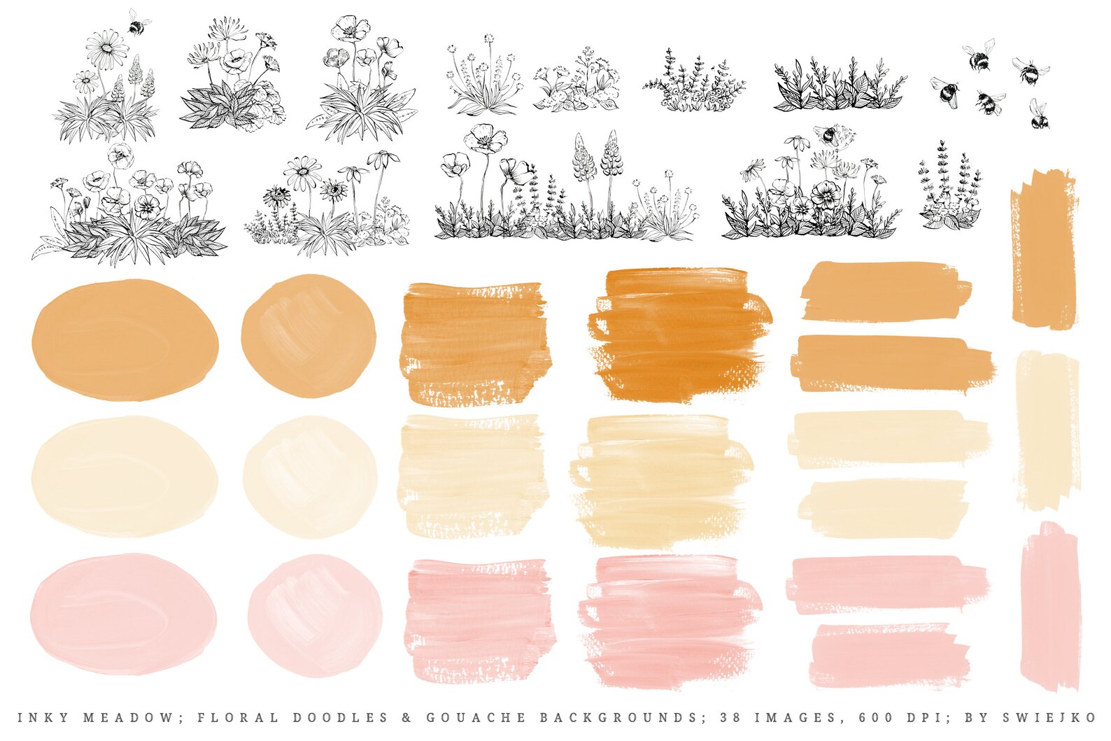 Flower Doodle Clipart Images Design Elements Flowers - Etsy