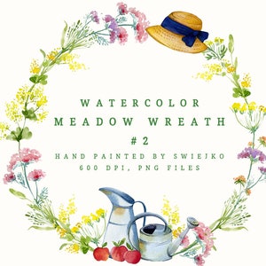 Watercolor Clipart, Garden, Spring, Birds, Floral Wreath, Digital ...