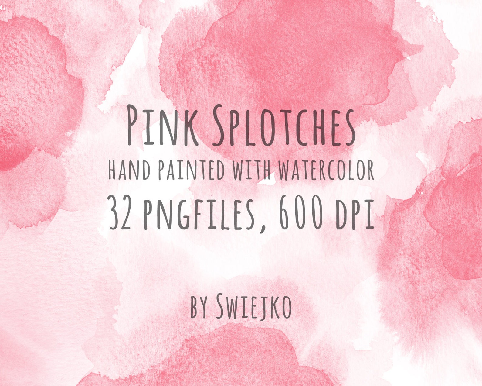 Watercolor Clip Art, Hand Painted Splotches, Pink Logo, Stationery ...