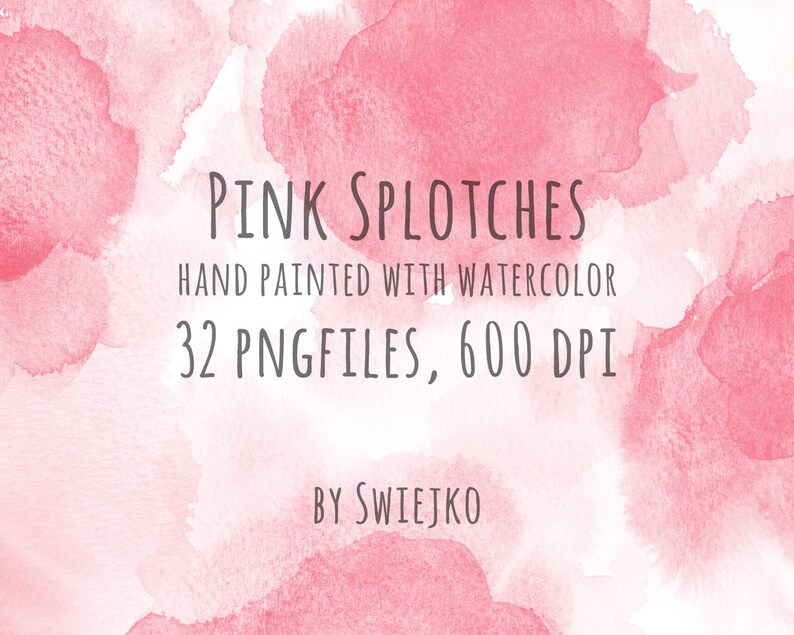 Watercolor Clip Art Hand Painted Splotches Pink Logo - Etsy