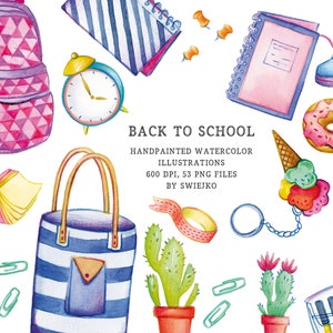 Watercolor Clipart, Back to School Illustration Set - Etsy