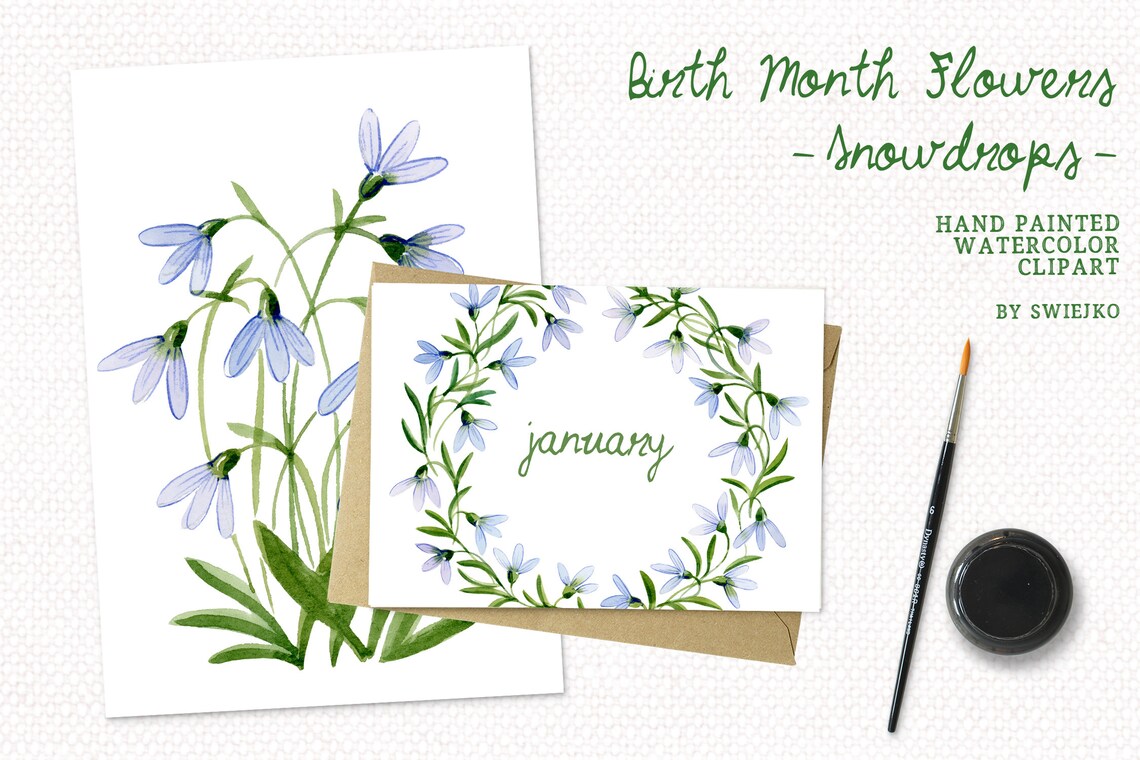 Snowdrop Clipart Birth Month Flowers January Flower - Etsy