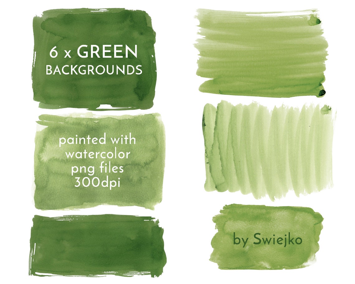Watercolor Digital Splotches, Green Background, Watercolor Cards ...