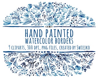 Digital Clipart Watercolor Border Hand Painted Clip Art | Etsy