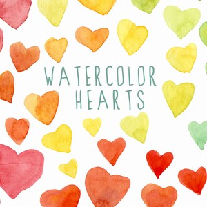 Digital Clipart ,watercolor Hearts, Hand Painted Clip Art, Valentines ...
