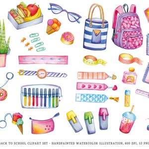 Watercolor Clipart, Back to School Illustration Set - Etsy