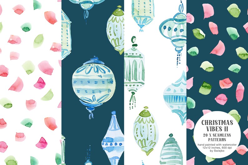 Christmas Digital Background Set, Hand Painted Watercolor Paper ...