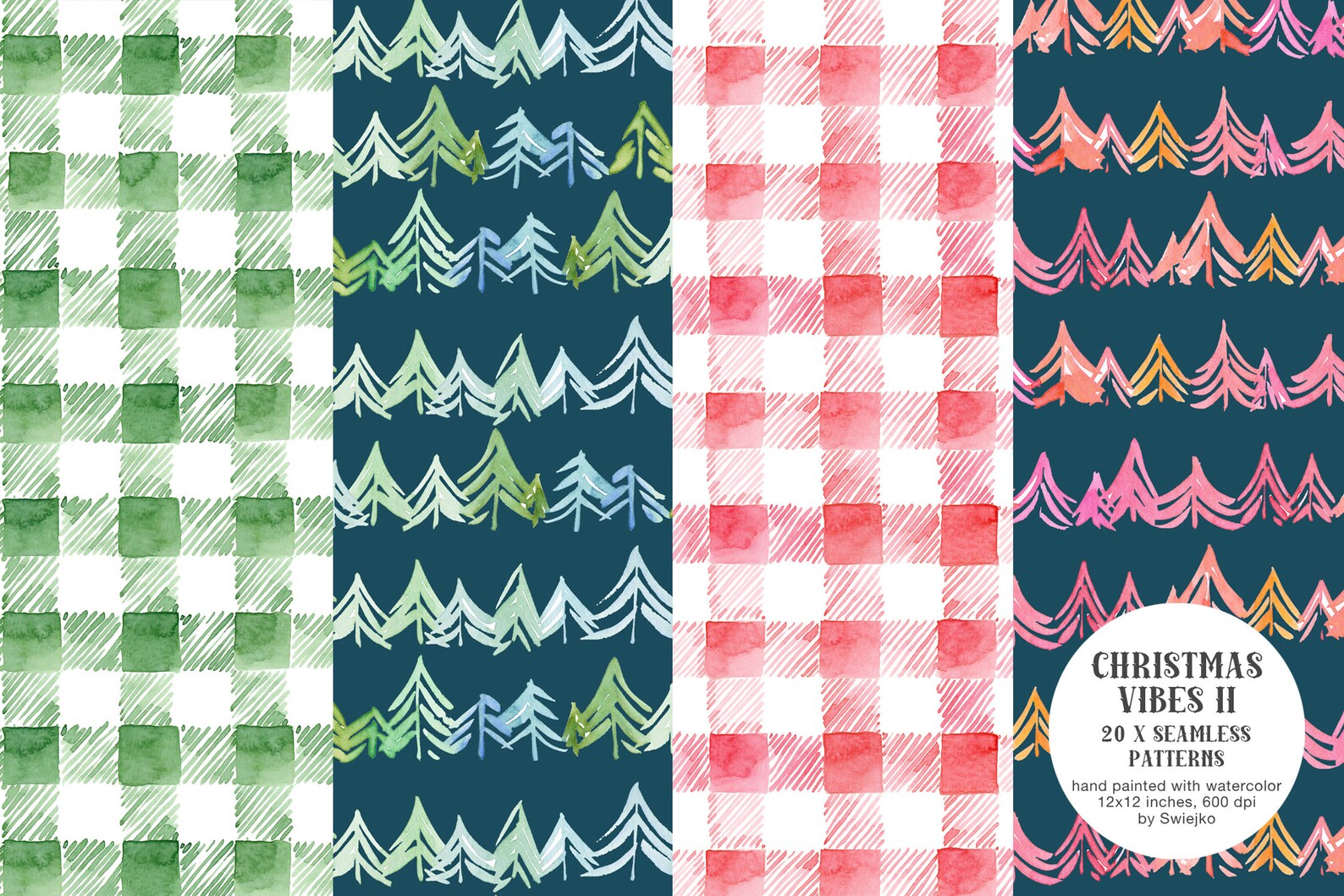 Christmas Digital Background Set Hand Painted Watercolor - Etsy