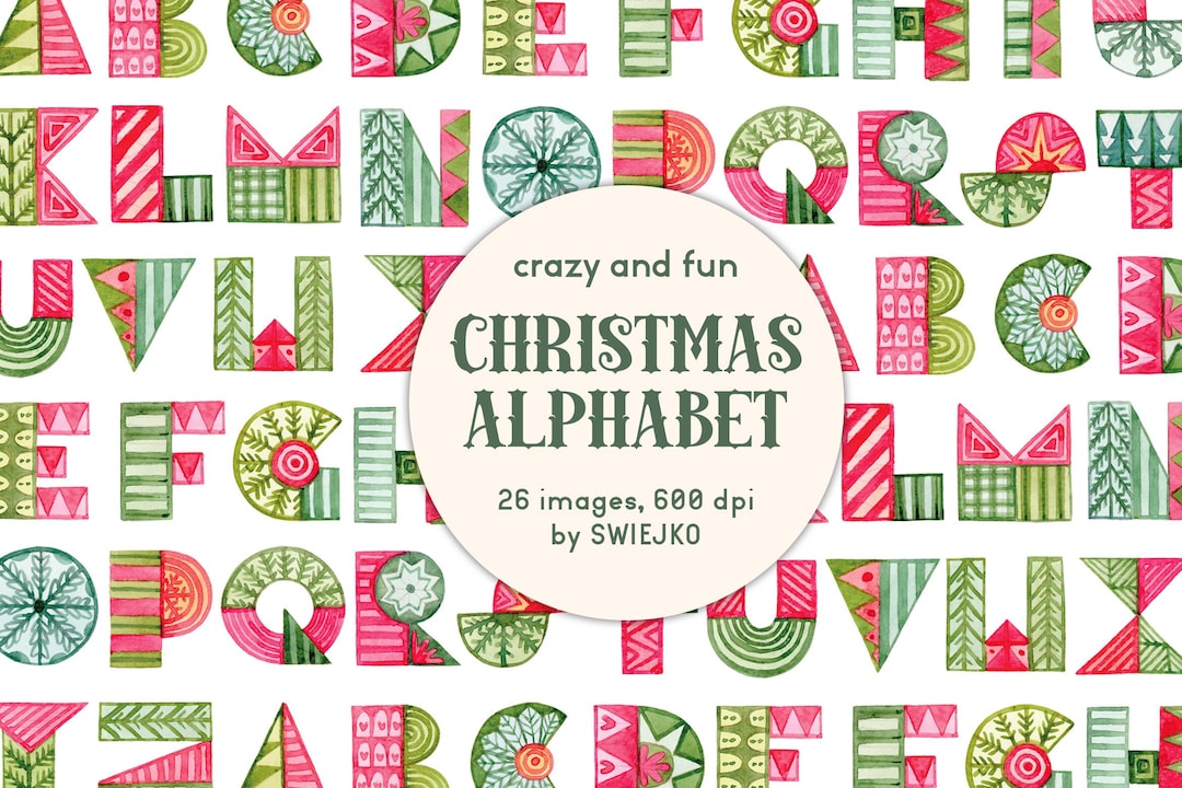 Crazy Christmas Alphabet, Holiday Clipart, Illustrated Alphabet ...