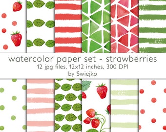 Watercolor Digital Paper Hand Painted Background Stripes | Etsy