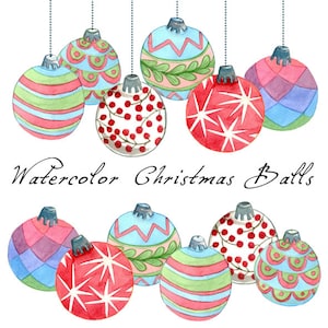 Christmas Clipart Christmas Balls Watercolor Balls - Etsy