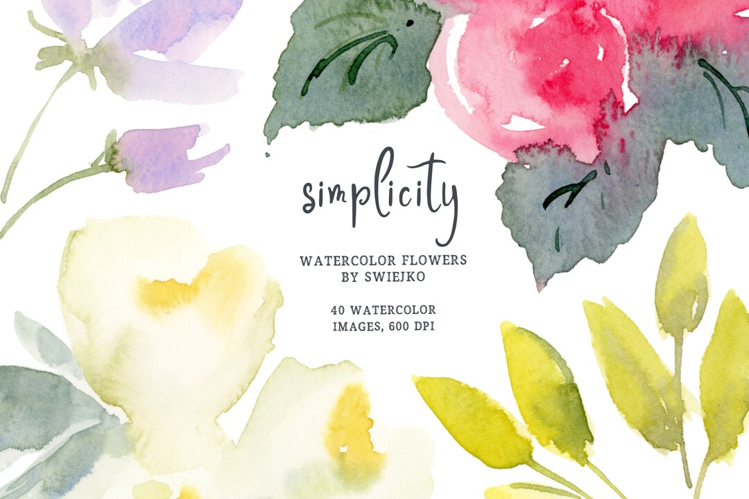 Simplicity Watercolor Clipart Set Digital Clip Art Simple - Etsy