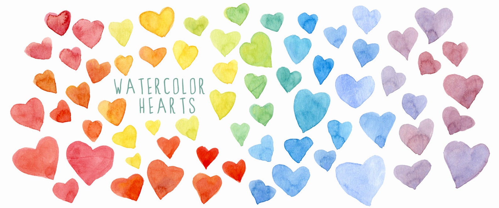 Digital Clipart watercolor Hearts Hand Painted Clip Art - Etsy
