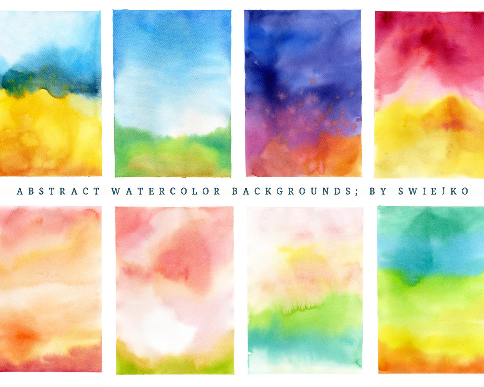 Digital Background Set Hand Painted Abstract Watercolor - Etsy