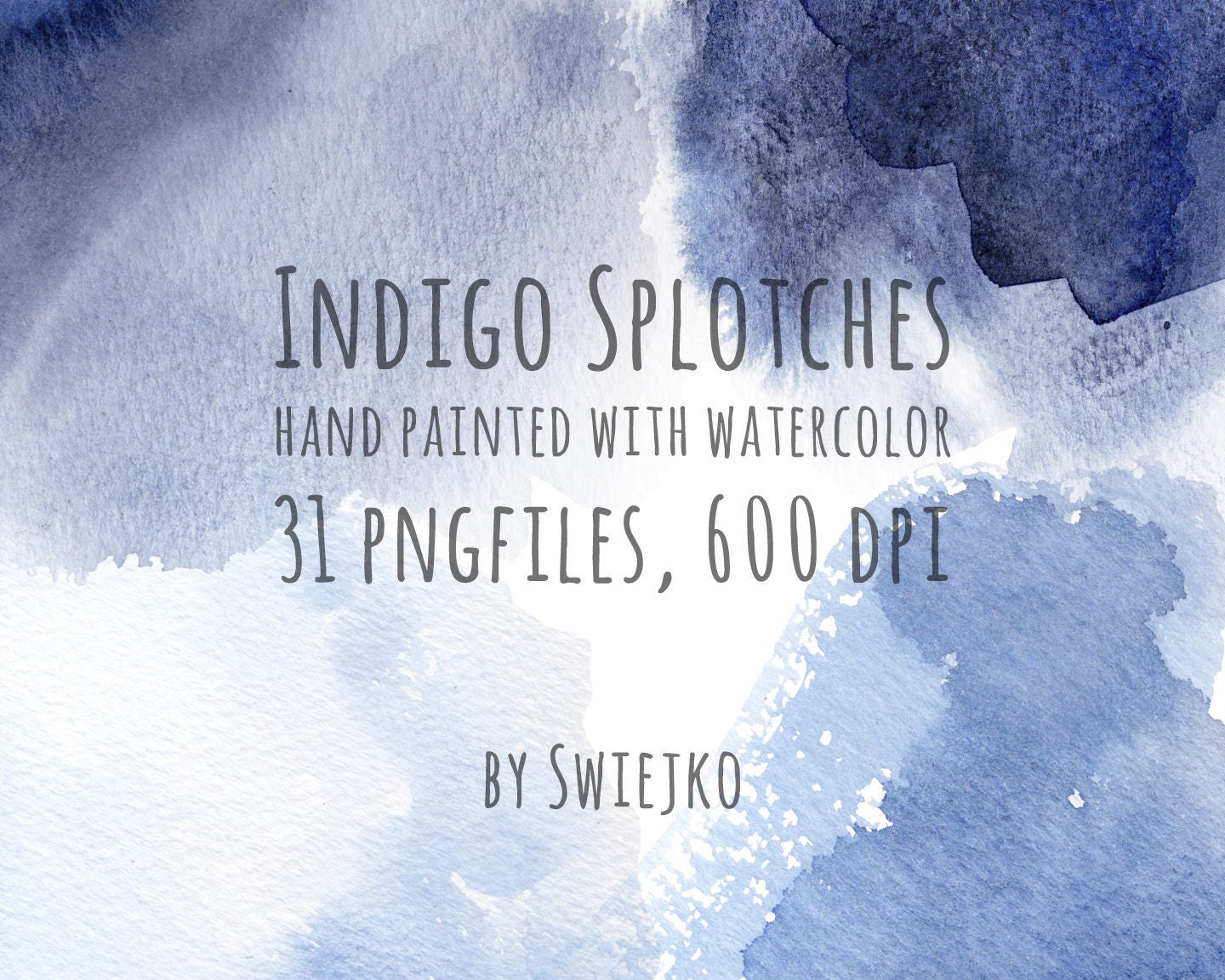 Watercolor Clip Art Hand Painted Indigo Splotches Logo - Etsy