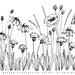 Floral Doodle Clipart, Ink Flowers, Meadow Clipart, Black and White ...