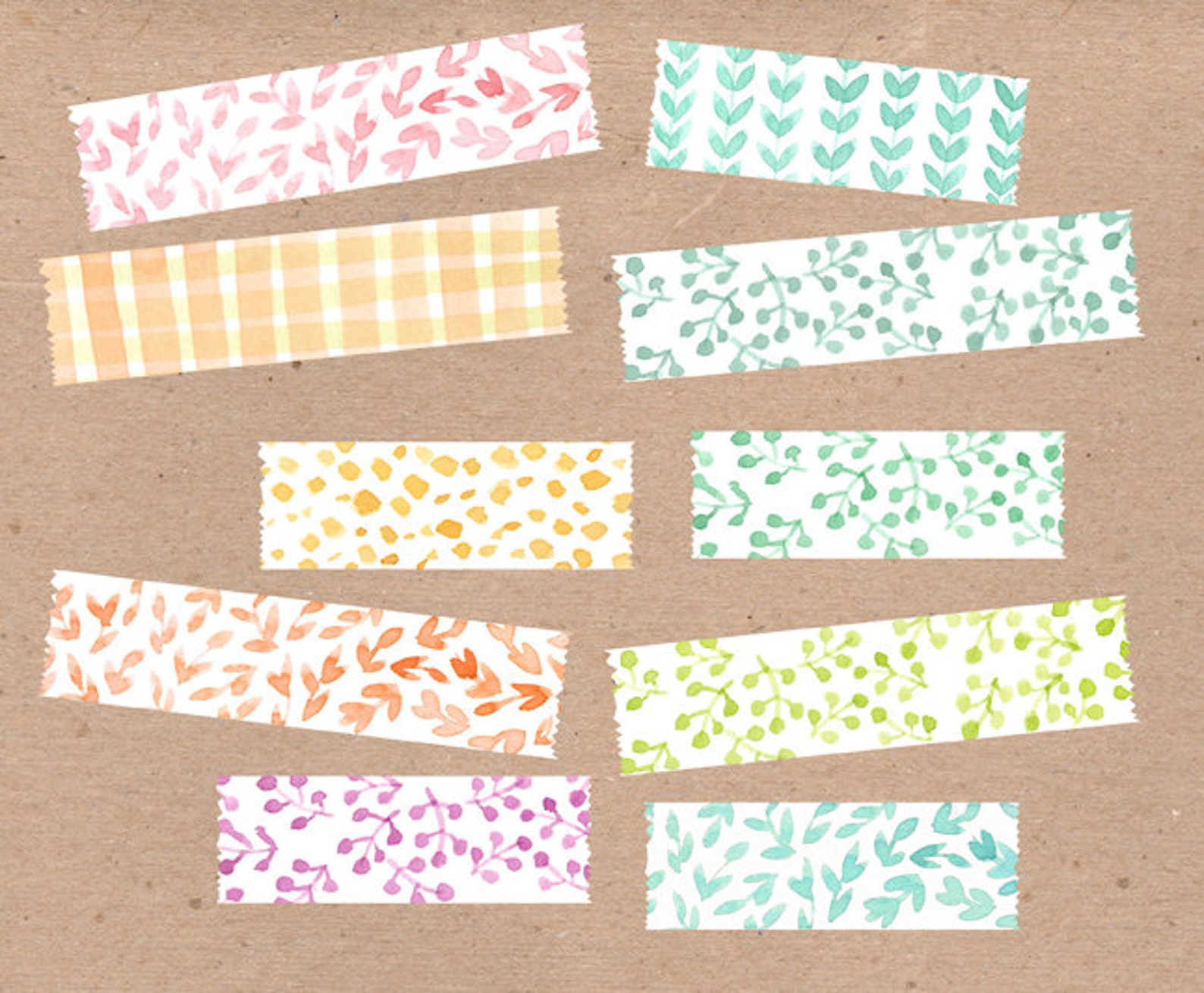 Digital Washi Tape Clipart Watercolor Washi Tape Floral | Etsy