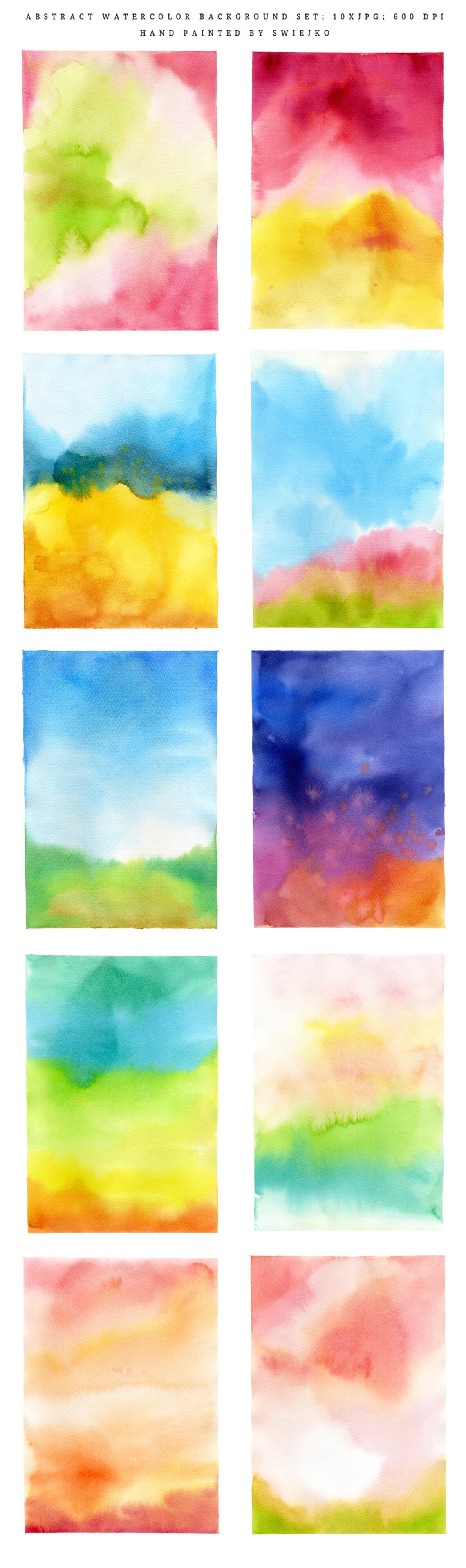 Digital Background Set Hand Painted Abstract Watercolor - Etsy