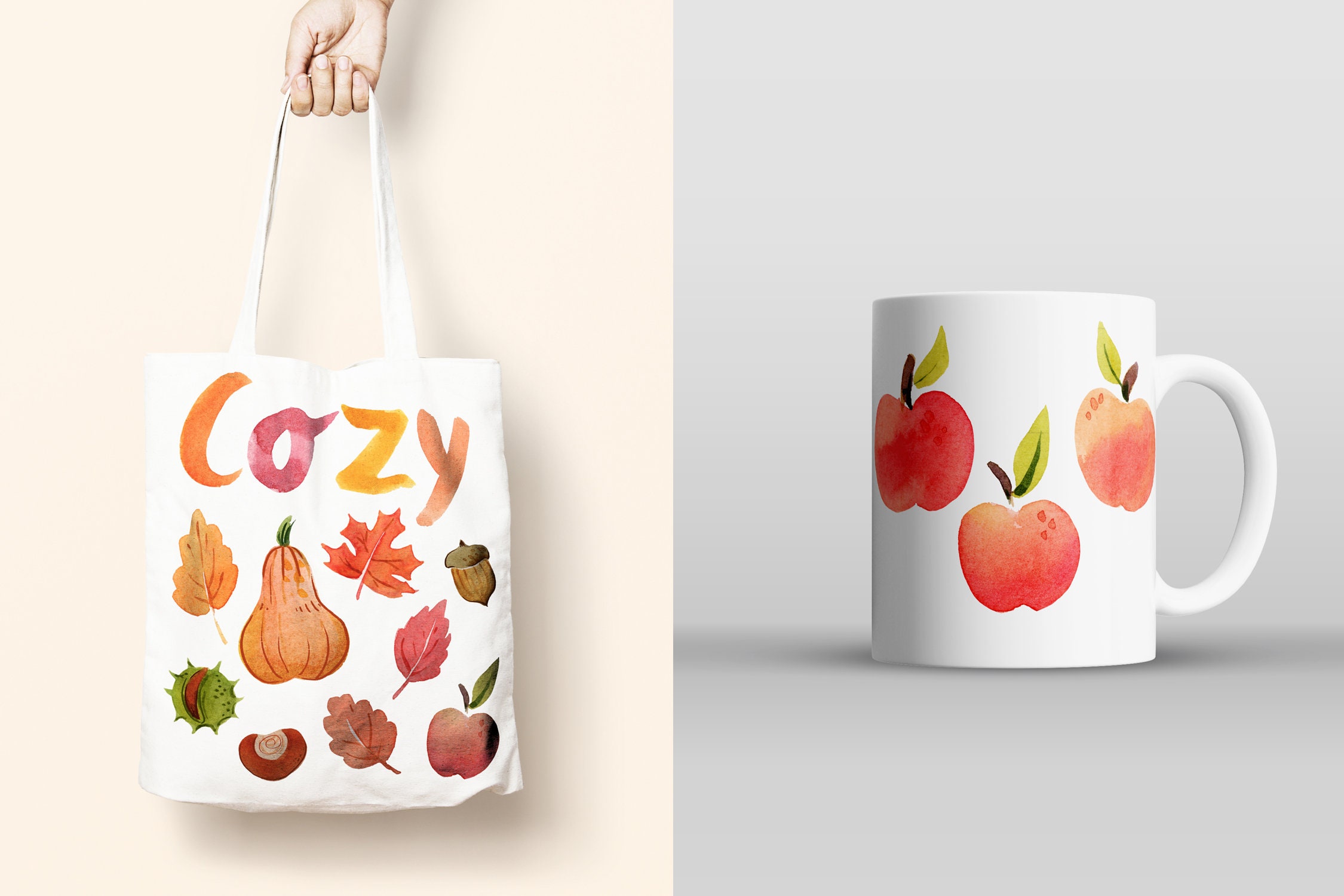 Watercolor Alphabet Numbers Autumn Illustrations Hand - Etsy