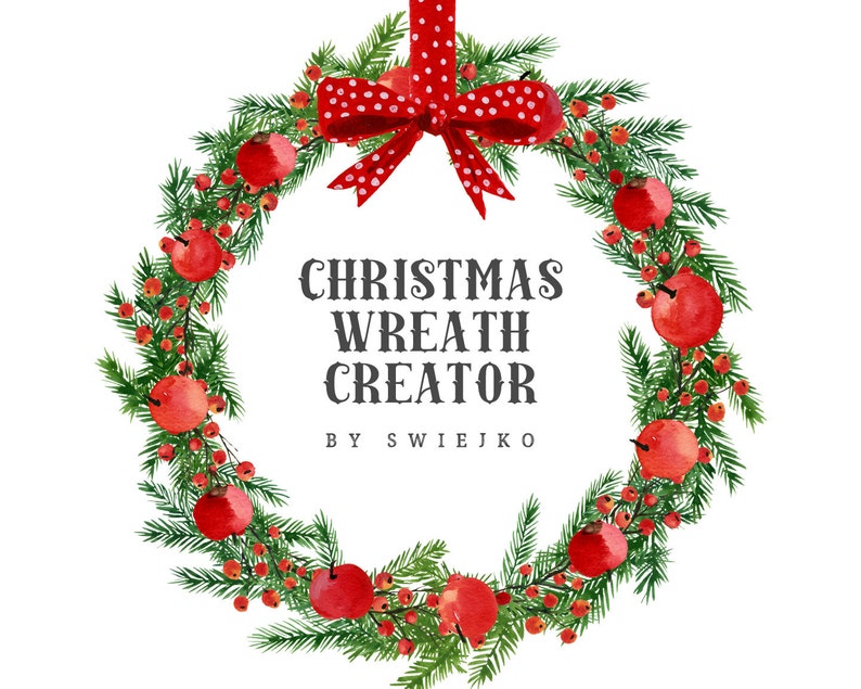 Christmas Wreath Clip Art, Holiday Decoration - Etsy