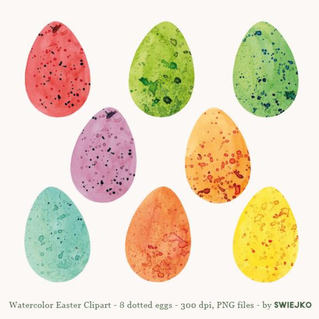 Watercolor Easter Eggs Clipart Set, Hand Painted Easter Egg ...