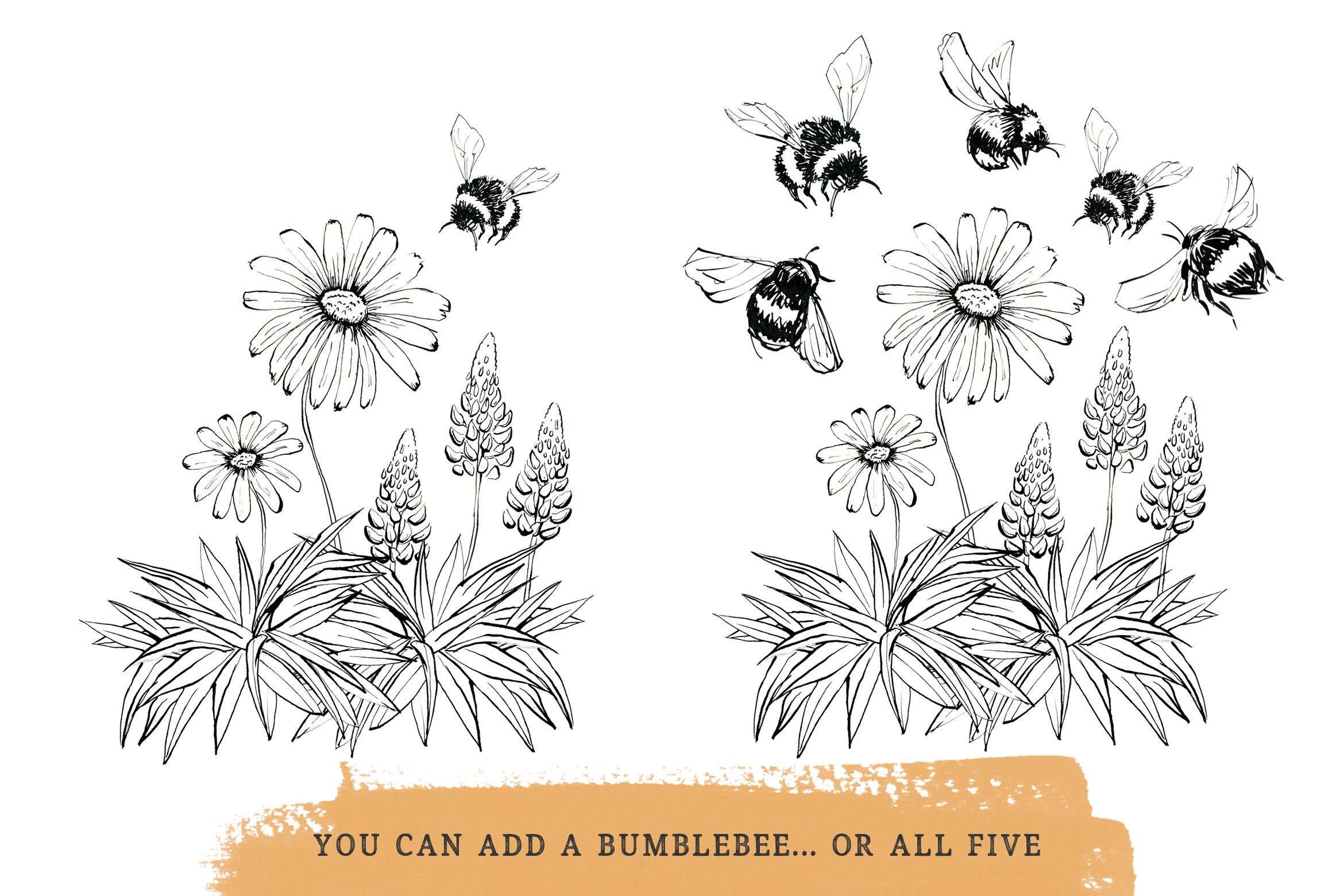 Flower Doodle Clipart Images Design Elements Flowers | Etsy