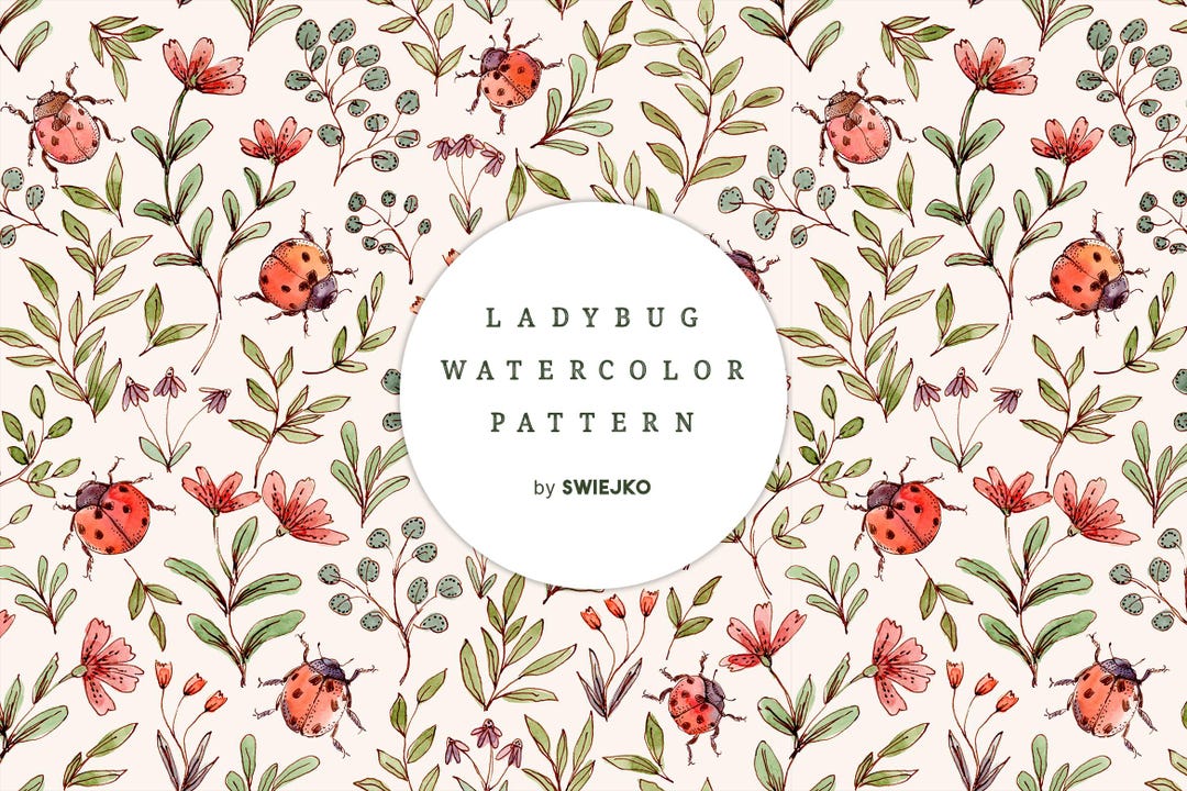 Seamless Digital Paper, Watercolor Ladybug Pattern,scrapbook Paper ...