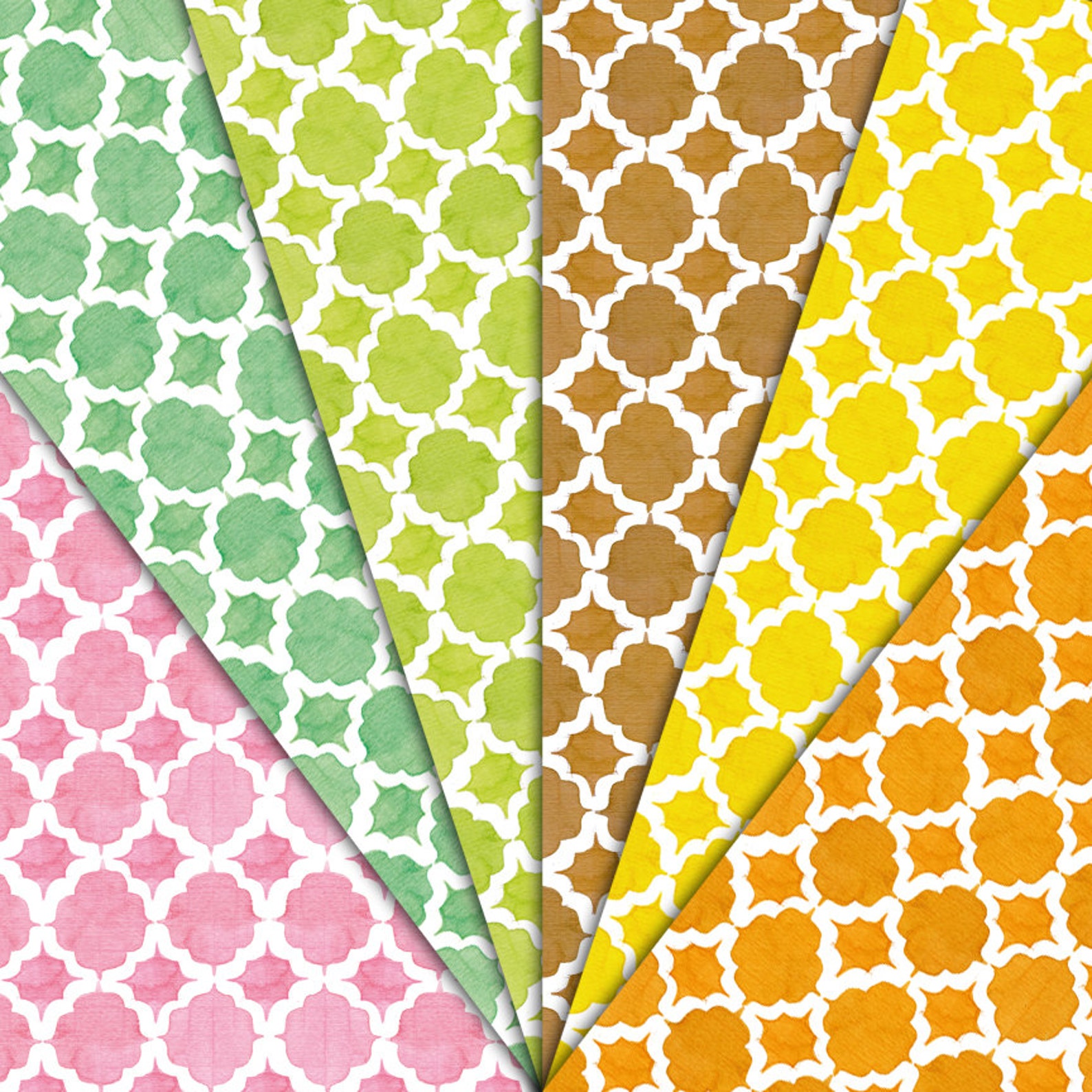 Watercolor Digital Paper Quatrefoil Moroccan Tile - Etsy