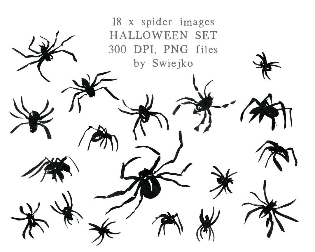 Watercolour Clipart, Halloween Clipart, Digital Watercolor, Spiders ...