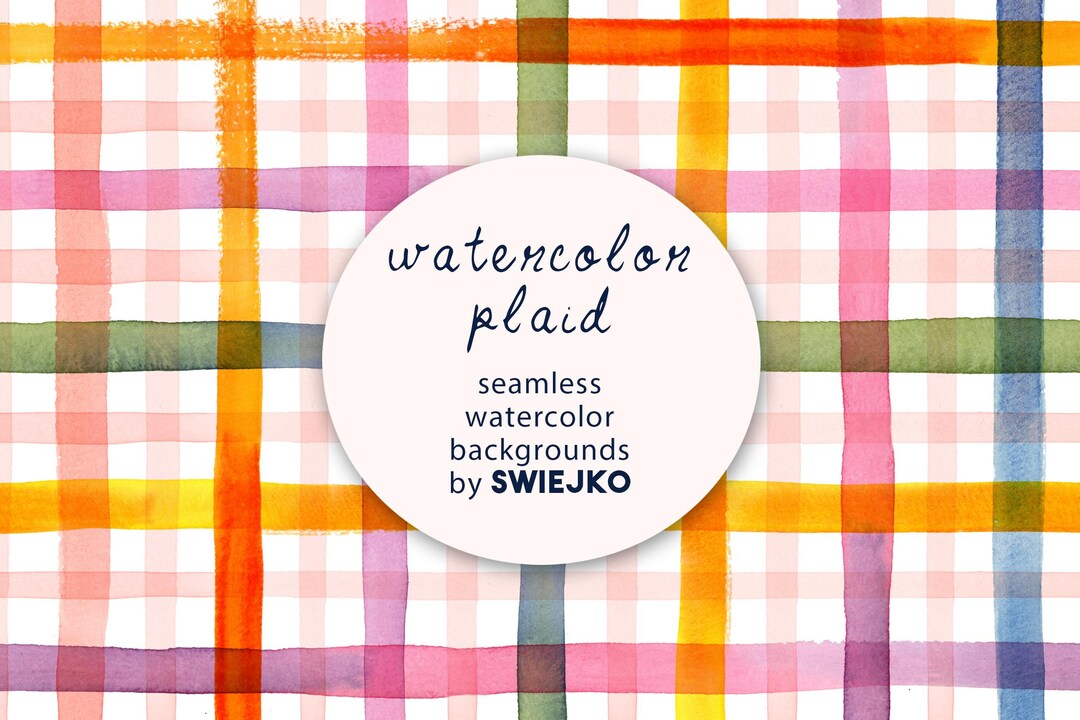 Seamless Digital Paper, Watercolor Plaid Pattern, Scrapbook Paper ...