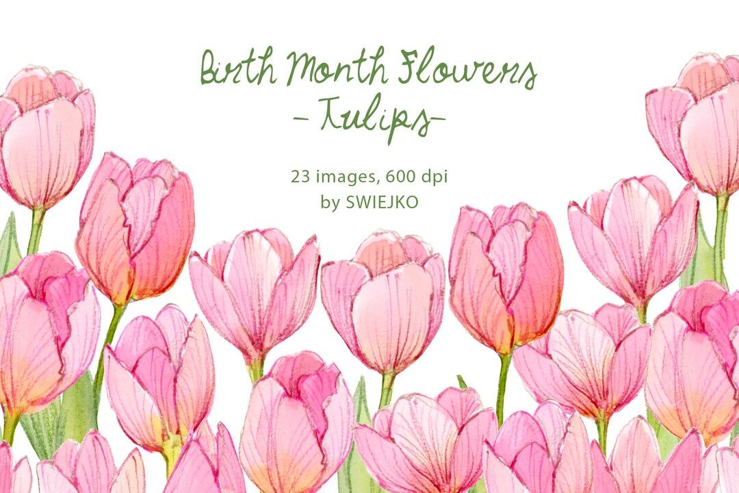 Tulip Clipart, Birth Month Flowers, Aprilflower, Watercolor Clipart Set ...