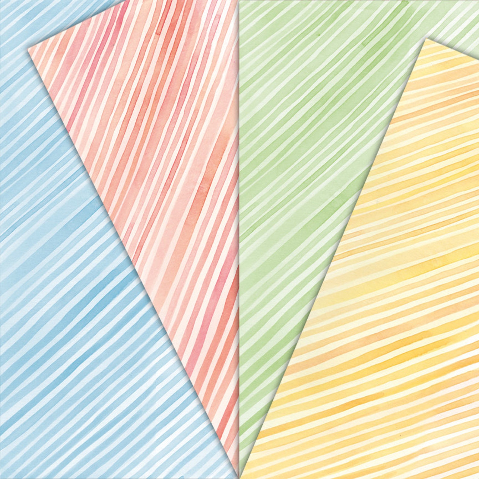 Watercolor Digital Paper Hand Painted Background Stripes | Etsy