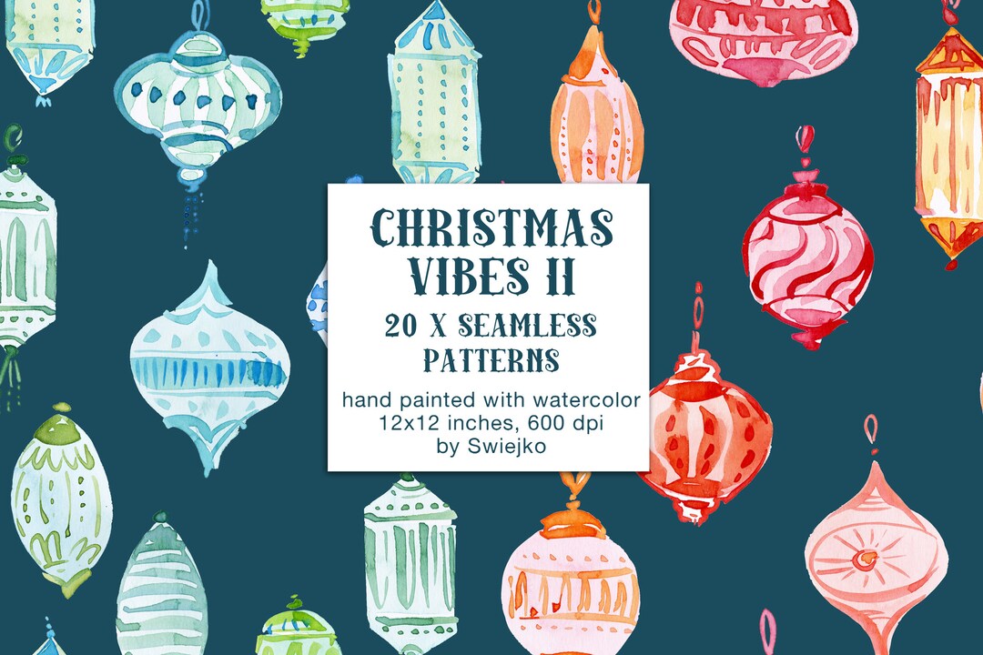 Christmas Digital Background Set, Hand Painted Watercolor Paper ...