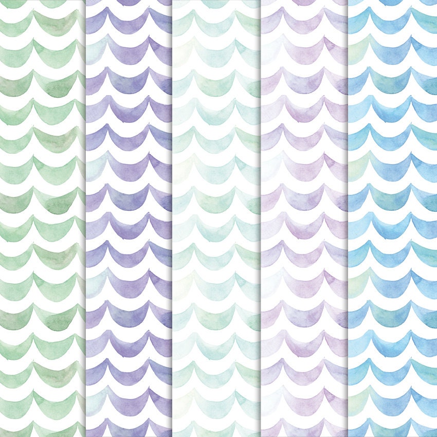 Watercolor Digital Paper, Watercolor Pattern, Sea, Ocean Waves (5) - Etsy
