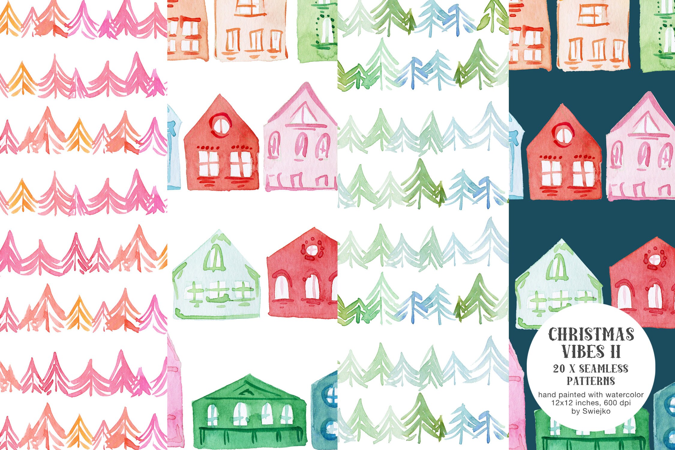 Christmas Digital Background Set Hand Painted Watercolor - Etsy