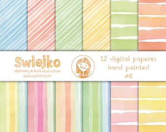 Watercolor Stripe Texture Digital Paper Watercolor Stripe - Etsy