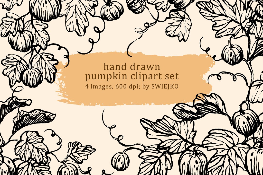 Hand Drawn Pumpkin Clipart, Autumn Clipart, Pumpkin Illustration ...