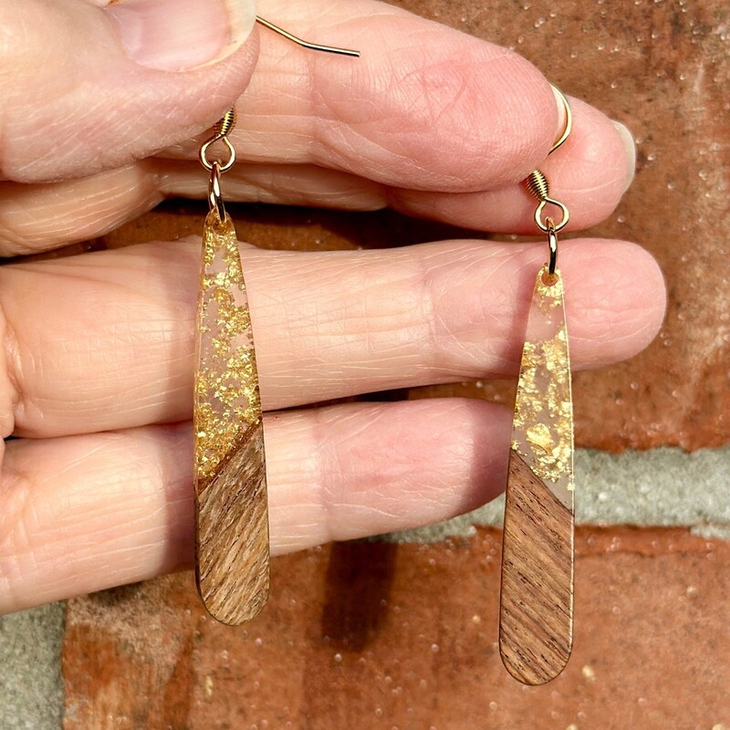 Wood Resin Earrings - Etsy