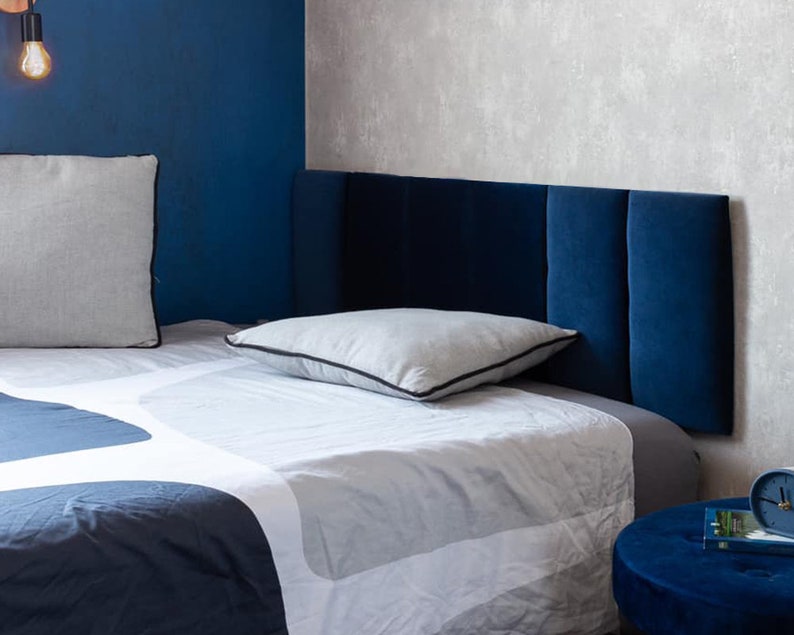 Blue VELVET Wall Headboard, Velvet Cushions, Headboard Decor ...