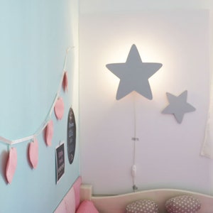 Pink Star Night Light, Led Wall Lamp for Nursery, Kids Decoration ...