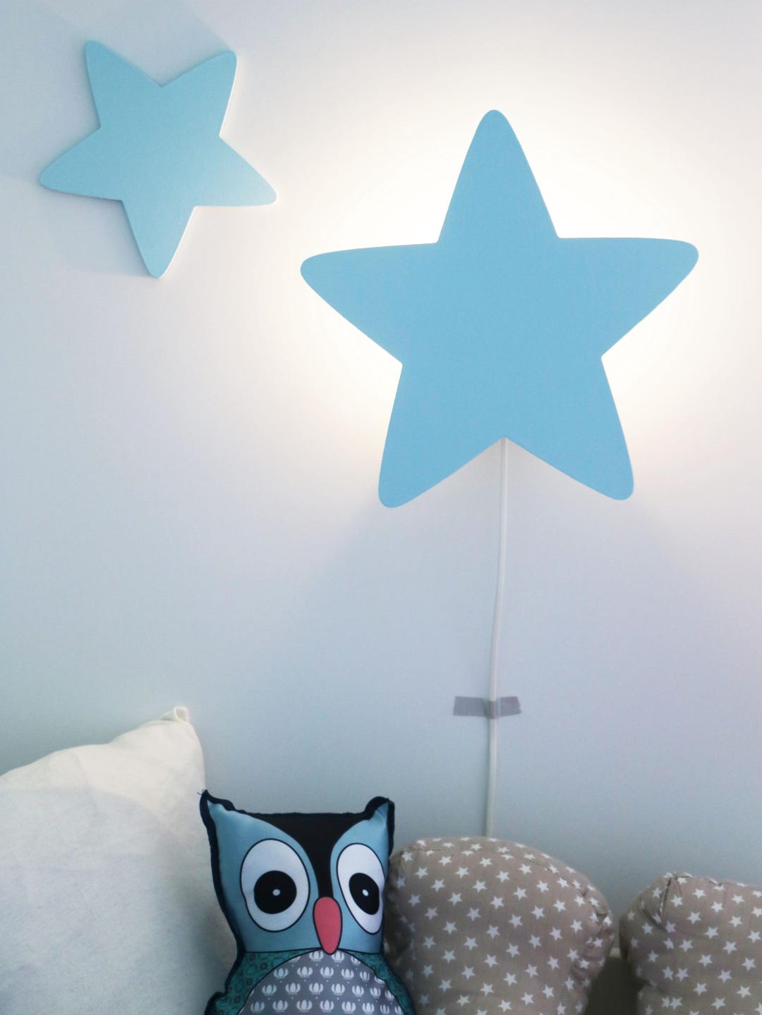 Blue Star Night Light, Star Wall Lamp, Star Wall Light, Baby Nursery ...