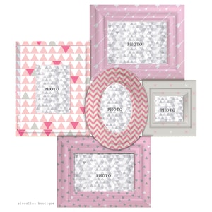 Pink Modern Collage Picture Frame, Fridge Magnet Photo Frame ...