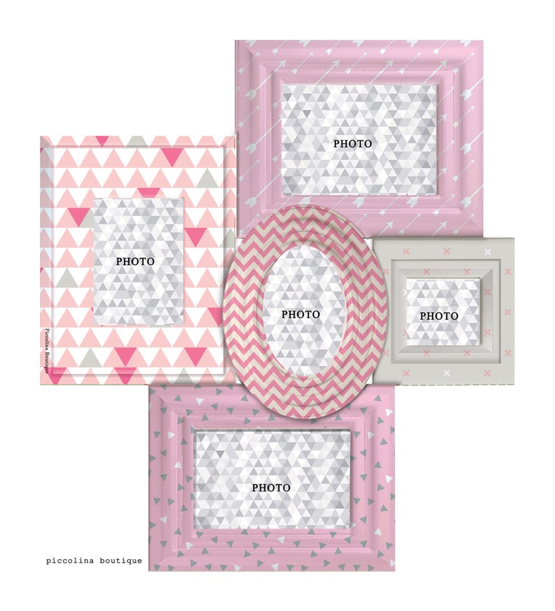 Pink Modern Collage Picture Frame Fridge Magnet Photo Frame | Etsy