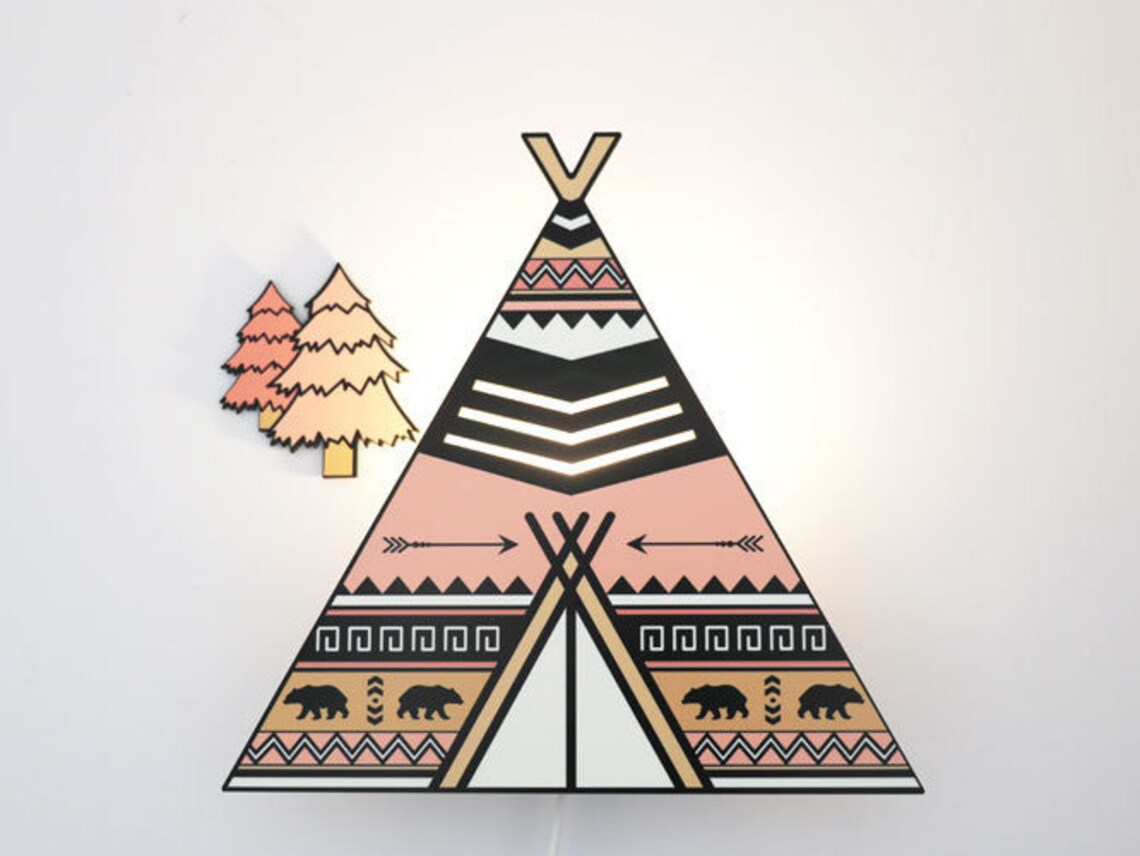 Teepee Night Light, Children LED Night Light, Kids Wall Lamp, Nursery ...