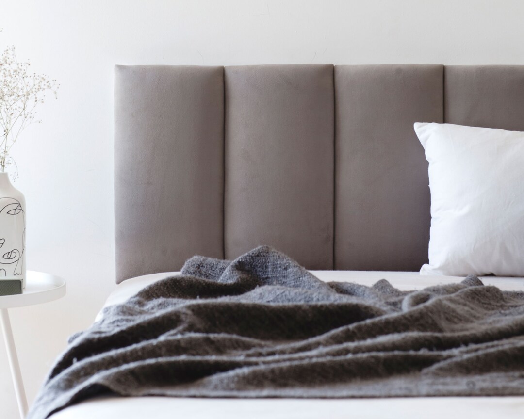 Upholstered Velvet Wall Mounted Bed Headboard Fabric Tiles, Padded Wall ...