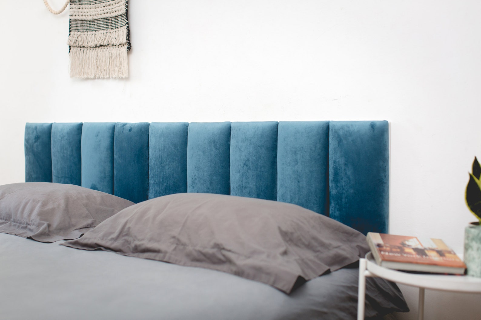 Blue VELVET Wall Headboard, Velvet Cushions, Headboard Decor ...